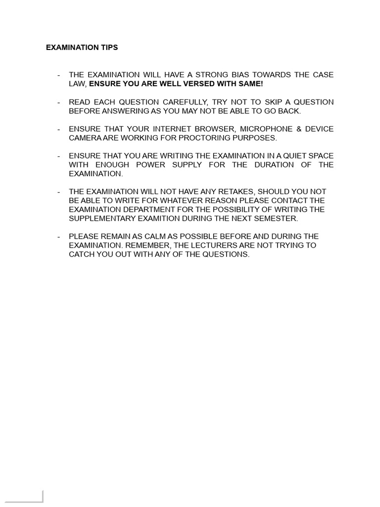 Examination Tips | PDF