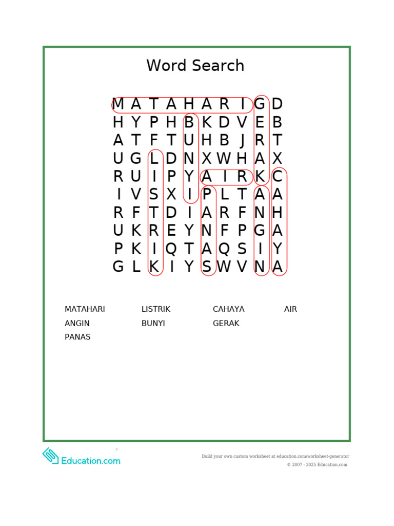 Custom Word Search Worksheet Generator | PDF