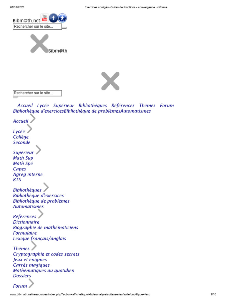 Exercices sur la convergence uniforme des fonctions | PDF | Limite ...