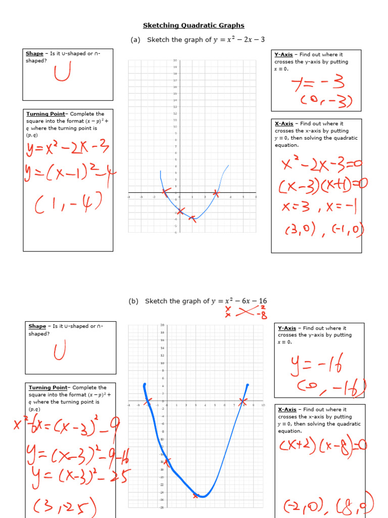Sketching Quadratic Graphs Guide | PDF | Quadratic Equation | Applied ...