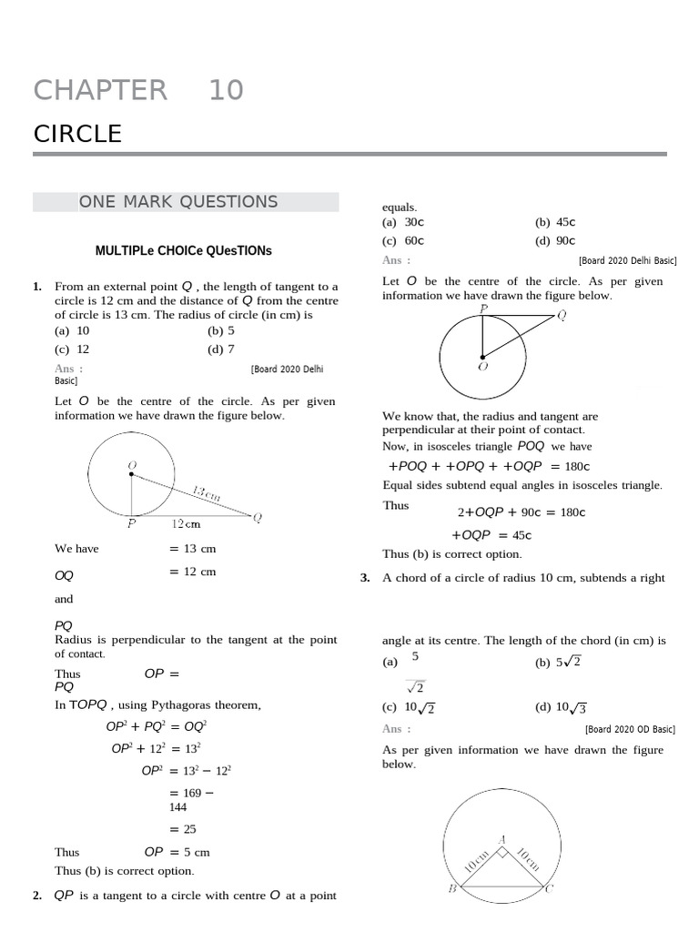 Circle Geometry: Tangents and Chords | PDF | Circle | Perpendicular