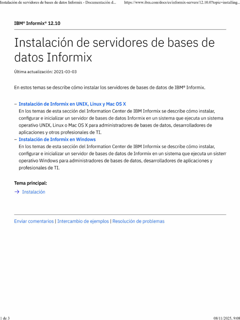 Instalacioon Informix DB | PDF