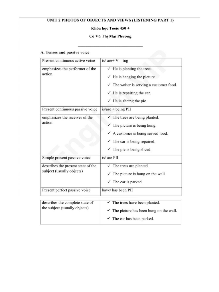 Toeic Buổi 2 Part 1 (Đang Dở Chưa Xong) | PDF