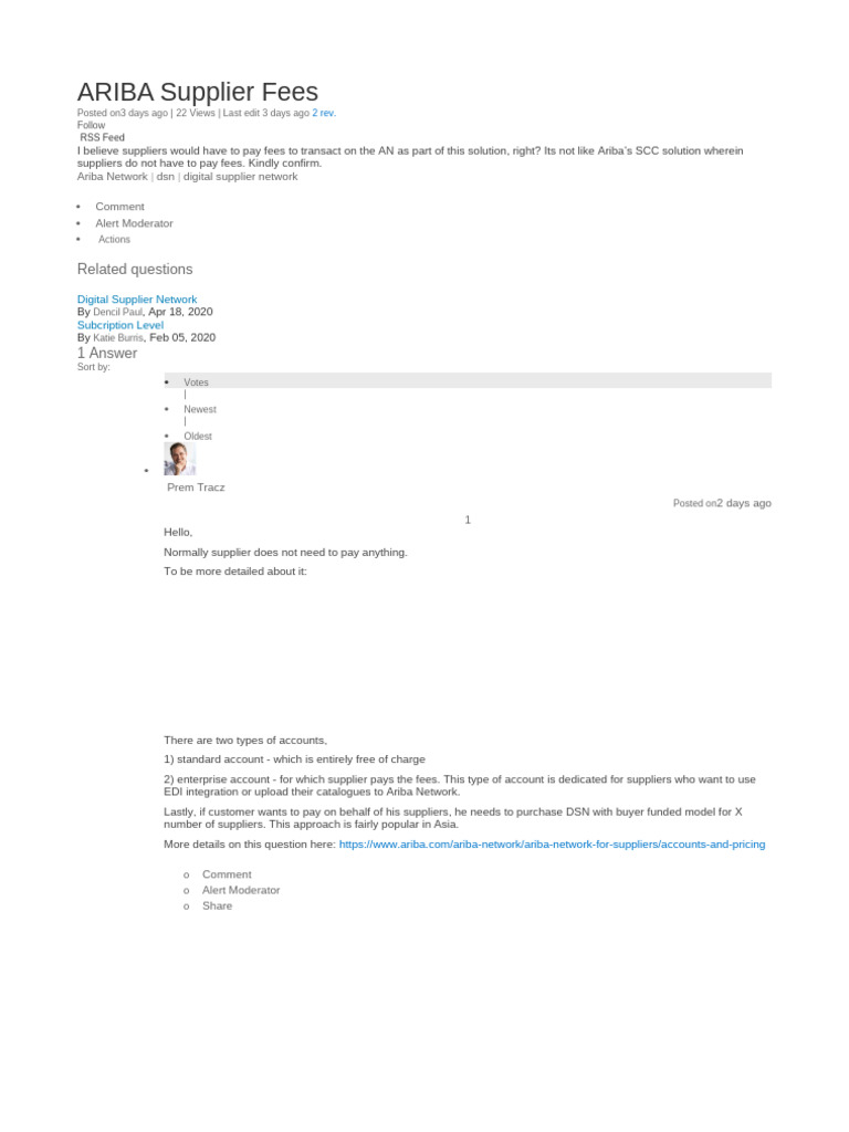 Ariba Supplier Fees Explained | PDF