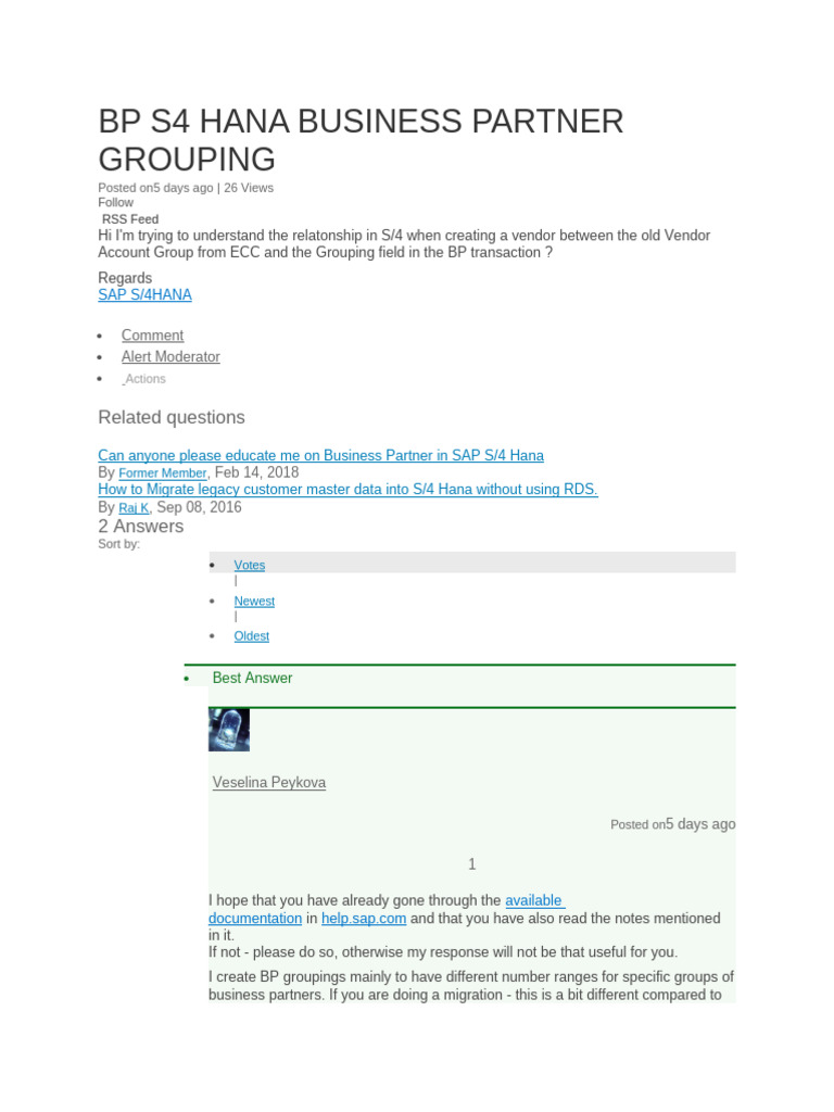 BP s4 Hana Business Partner Grouping | PDF | Computing | Information ...