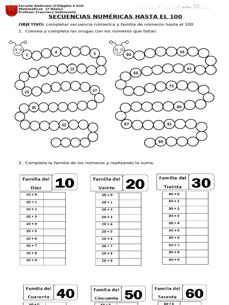 Grilla Numérica hasta el 100 | PDF