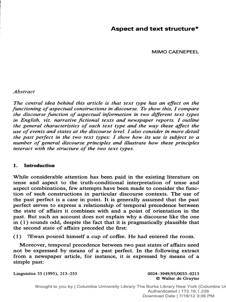 Aspect and Text Structure | PDF | Grammatical Tense | Semantics