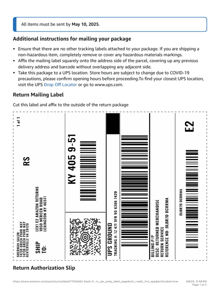 Online Return Center | PDF