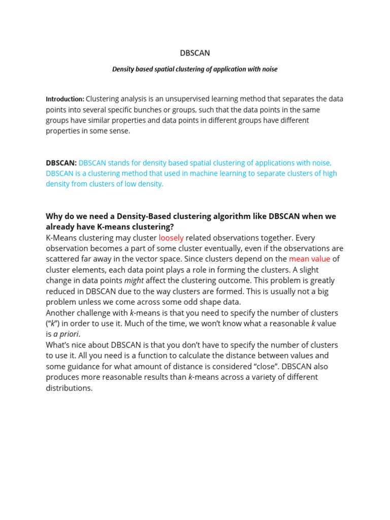 DBSCAN | PDF | Cluster Analysis | Theoretical Computer Science