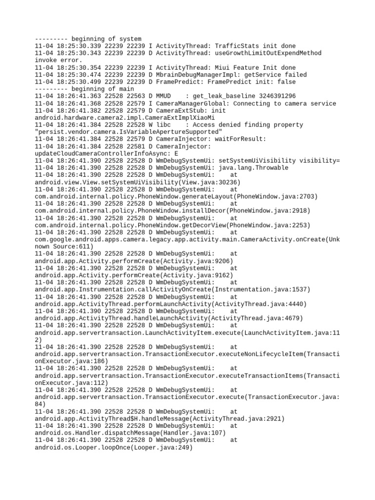 Camera Initialization Log Analysis | PDF | Java (Programming Language ...