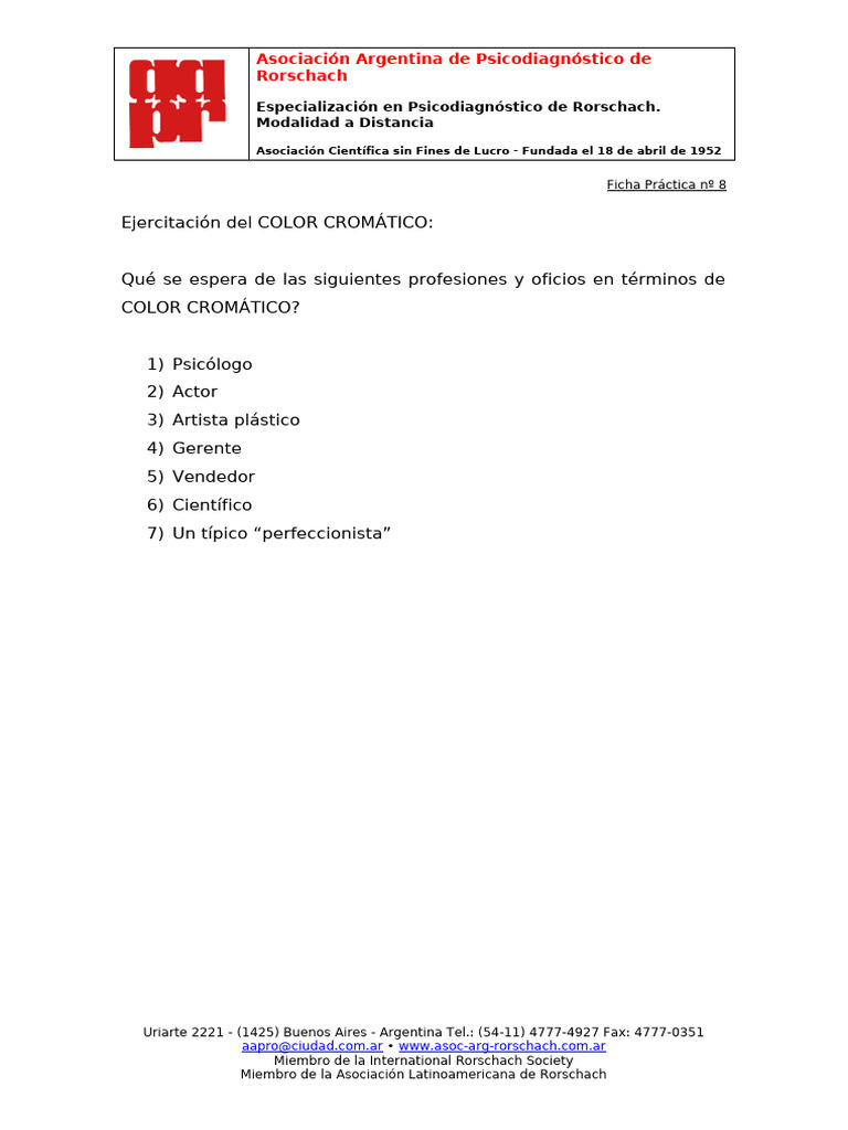 FP N 8 Ejercitacion Color Cromatico | PDF