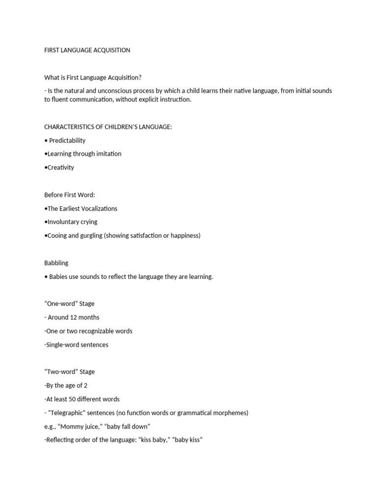 First Language Acquisition Pdf