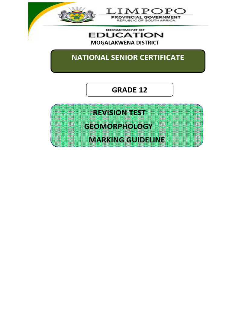 Grade 12 Geomorphology Revision Test | PDF | River | Valley