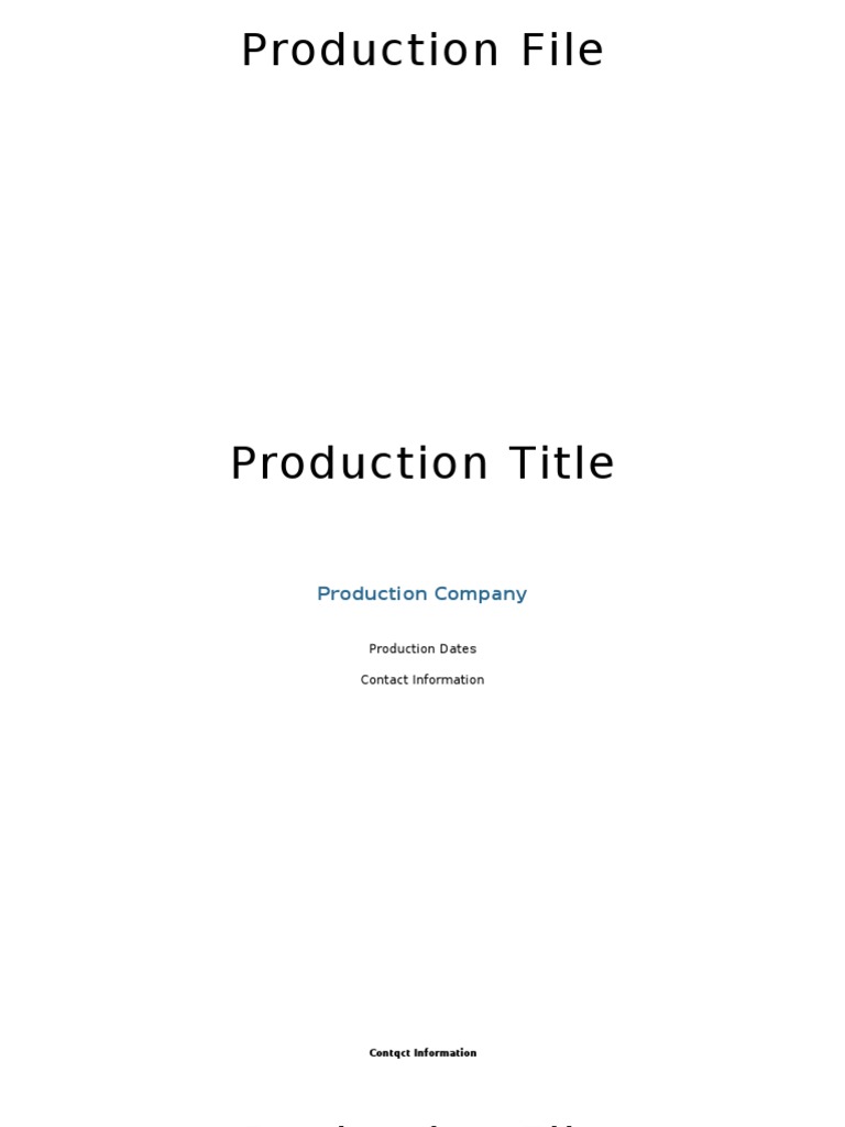 Production Book Template 1 | PDF | Audio Engineer | Risk Assessment