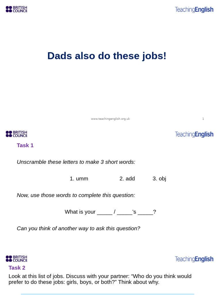 Dads Also Do These Jobs - Presentation | PDF