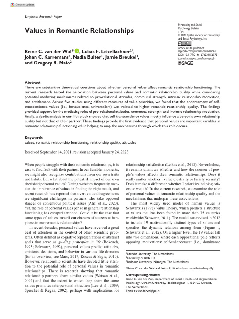 Impact of Values on Relationship Quality | PDF | Value (Ethics ...