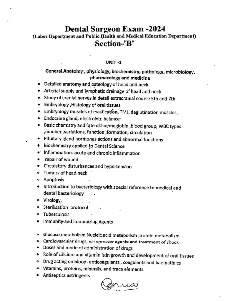 Dental MPPSC 25syllabus | PDF