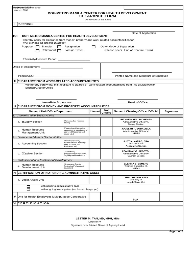 DOH Clearance Application Process | PDF