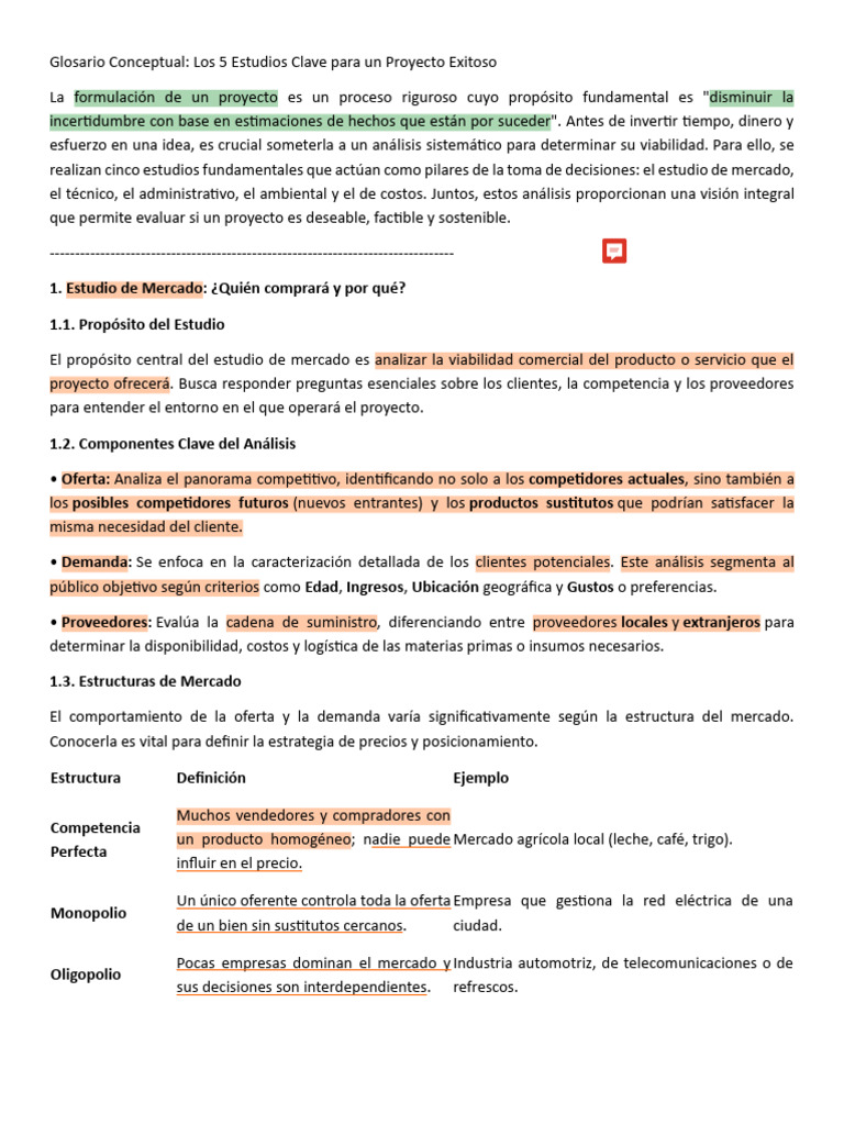 5 Estudios Clave para Proyectos Exitosos | PDF | Mercado (economía ...