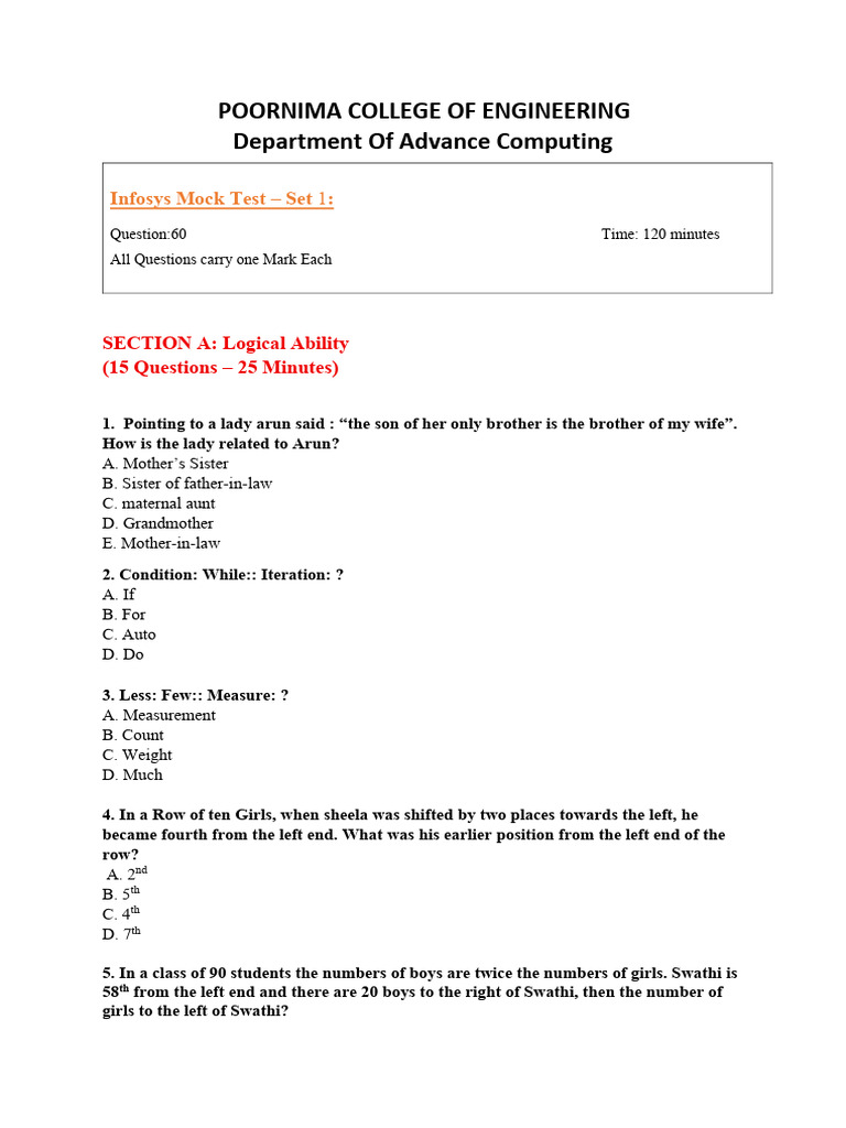 Logical and Technical Ability Test Questions | PDF