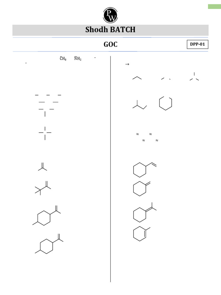General Organic Chemistry _ DPP 01 (of Lec 02) __ Shodh Batch for Chemical Sciences | PDF ...