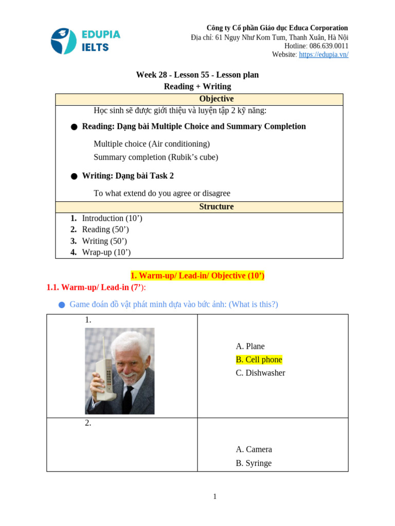 Lesson 55 - Lesson Plan | PDF