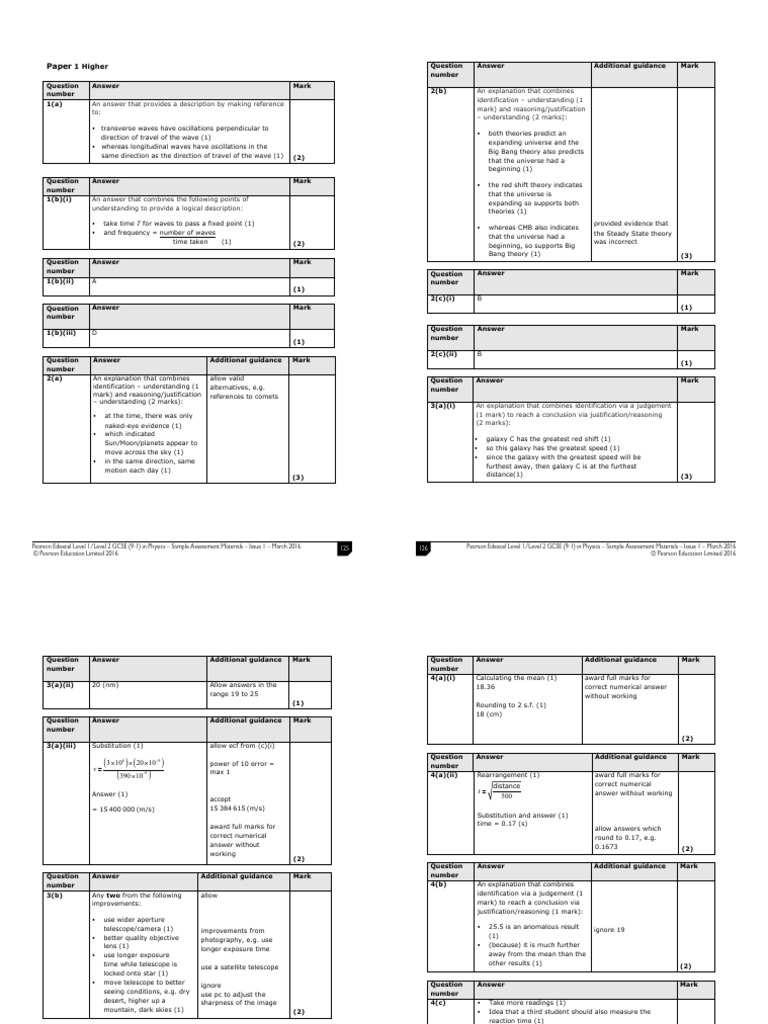 1h Ms - Specimen - Gcse Edexcel Physics | PDF | Infrared | Radiation