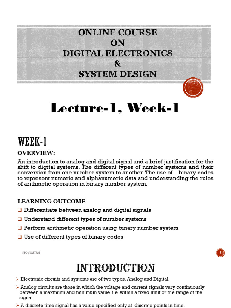 Week-1-L1 | PDF | Digital Signal | Decimal