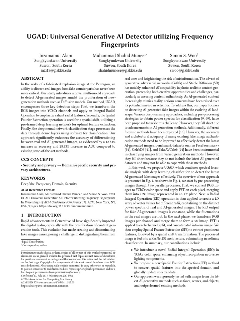 UGAD: Universal Generative AI Detector Utilizing Frequency Fingerprints ...