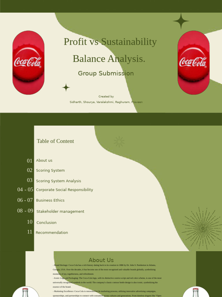 Coca-Cola Profit and Sustainability Analysis | PDF | Corporate Social ...