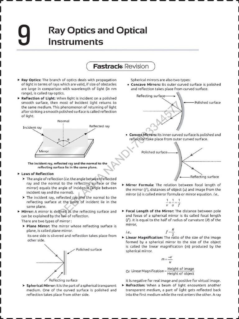 Ray Optics & Optical Instruments - Watermark | PDF