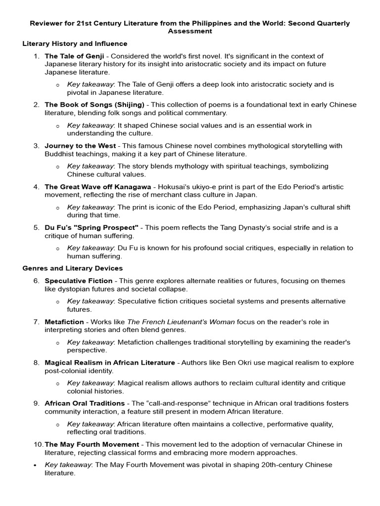 Key Insights on Global Literature Trends | PDF | Novels | African ...