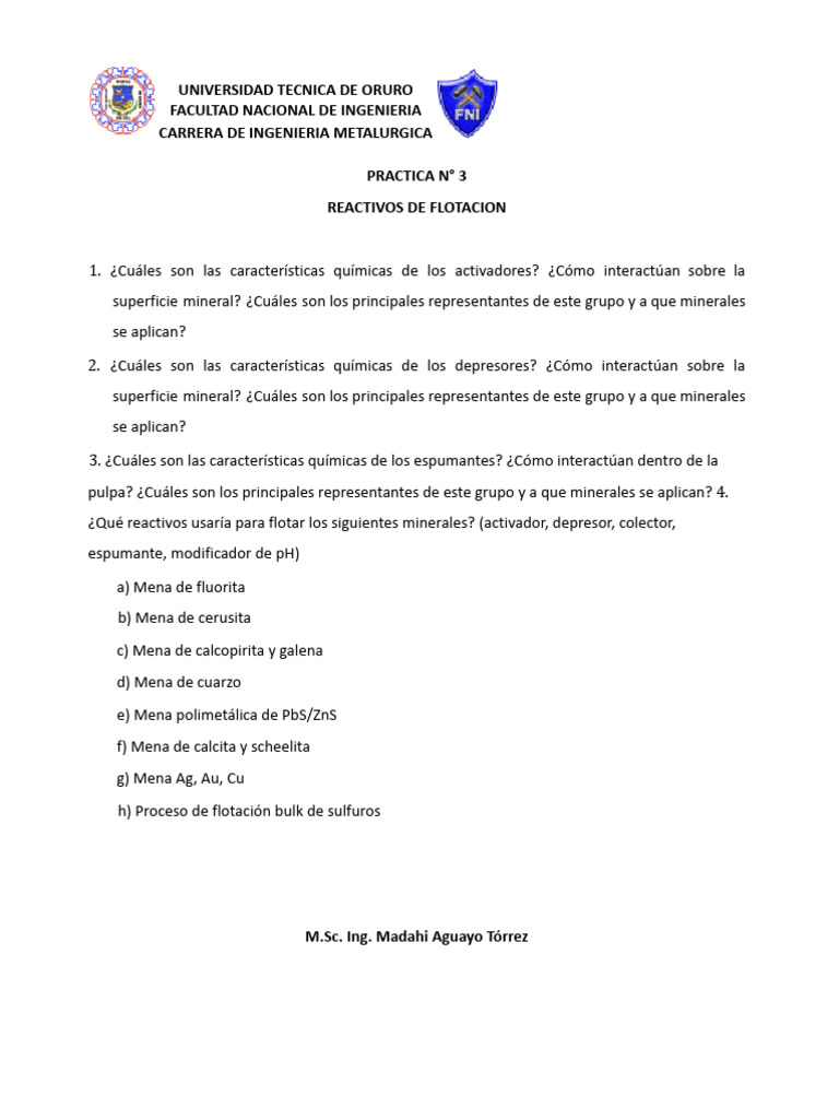 Pract 3 Reactivos de Flotacion | PDF