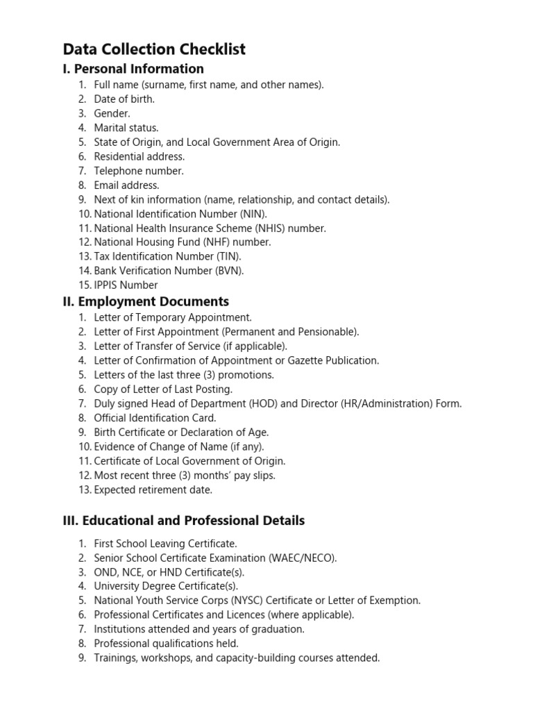 Final Checklist For Personnel Verification | PDF