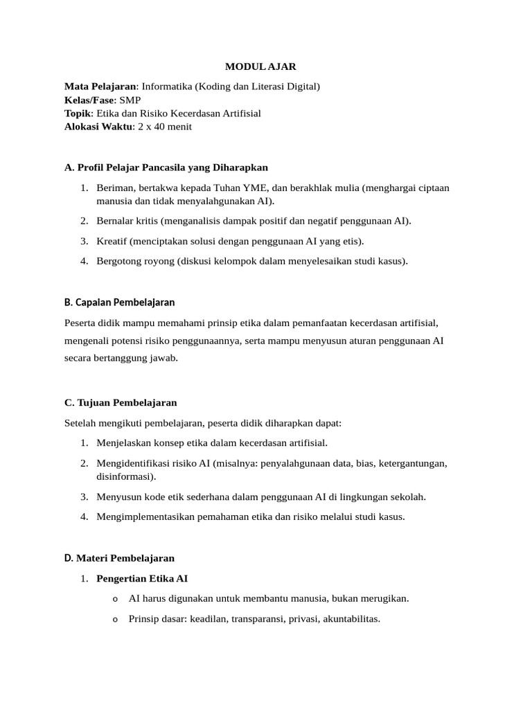 Modul Ajar Koding Modul 3 | PDF