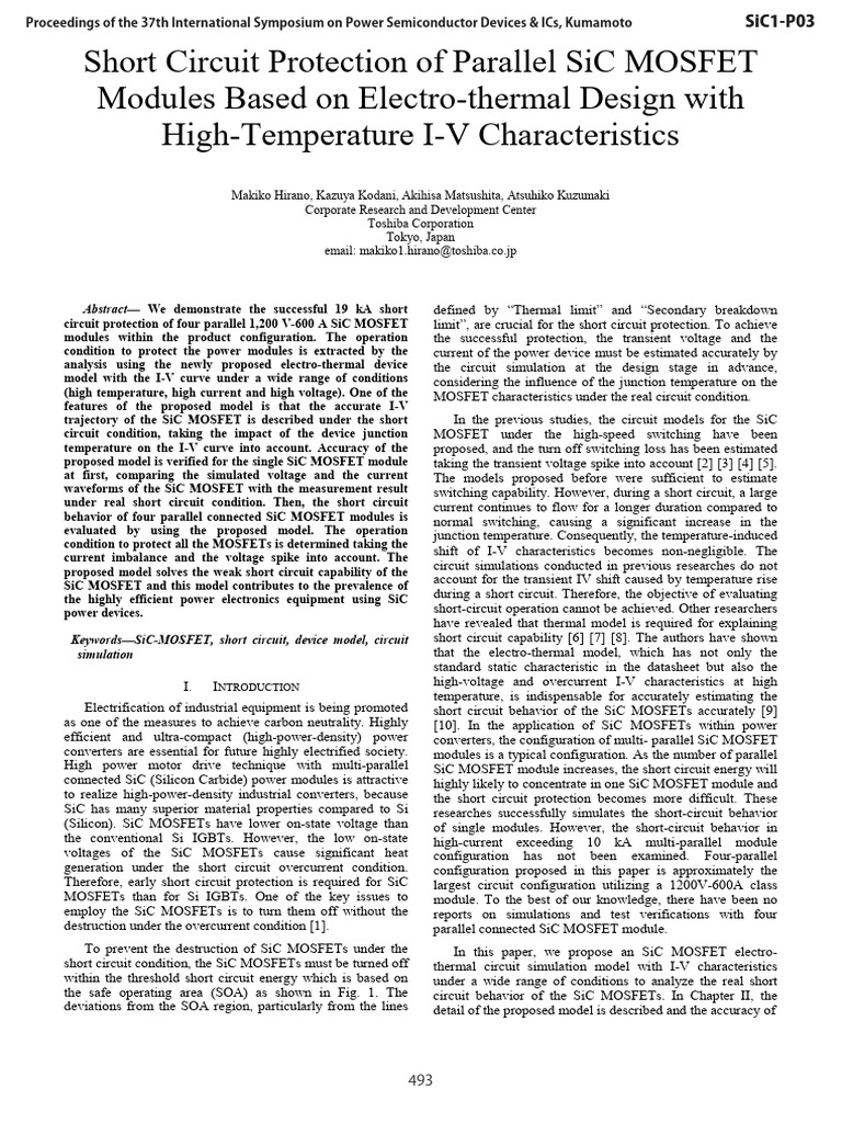 Short Circuit Protection of Parallel SiC MOSFET Modules Based On ...