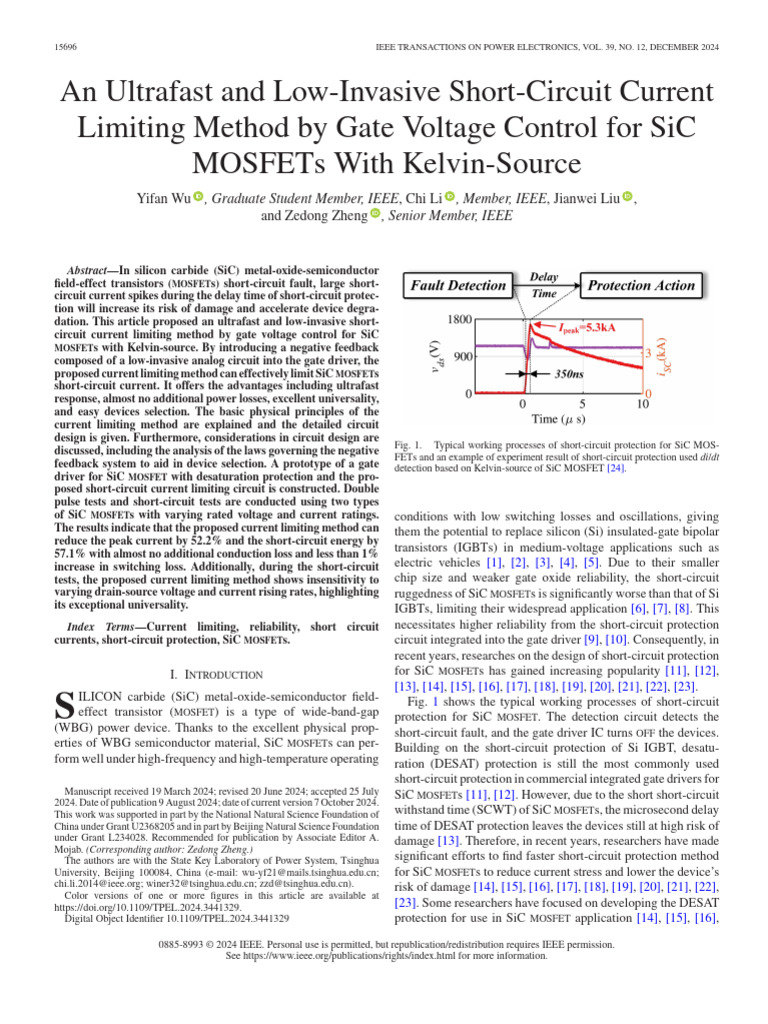 Short-Circuit Current Limiting for SiC MOSFETs | PDF | Mosfet | Field ...
