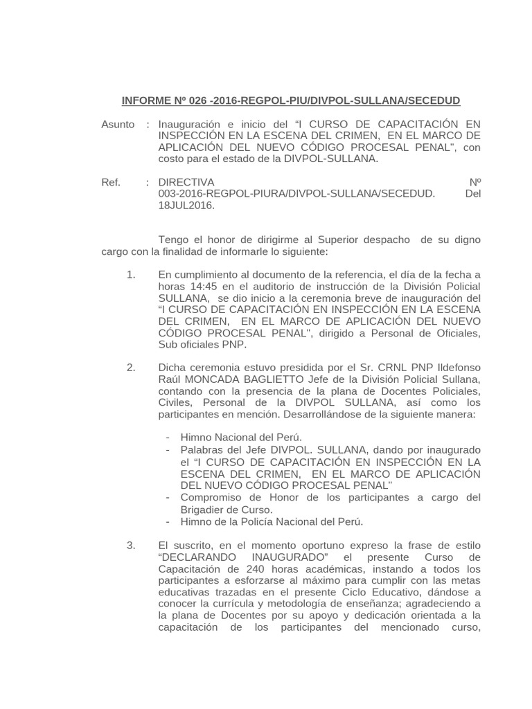Informe Inicio de Curso | PDF