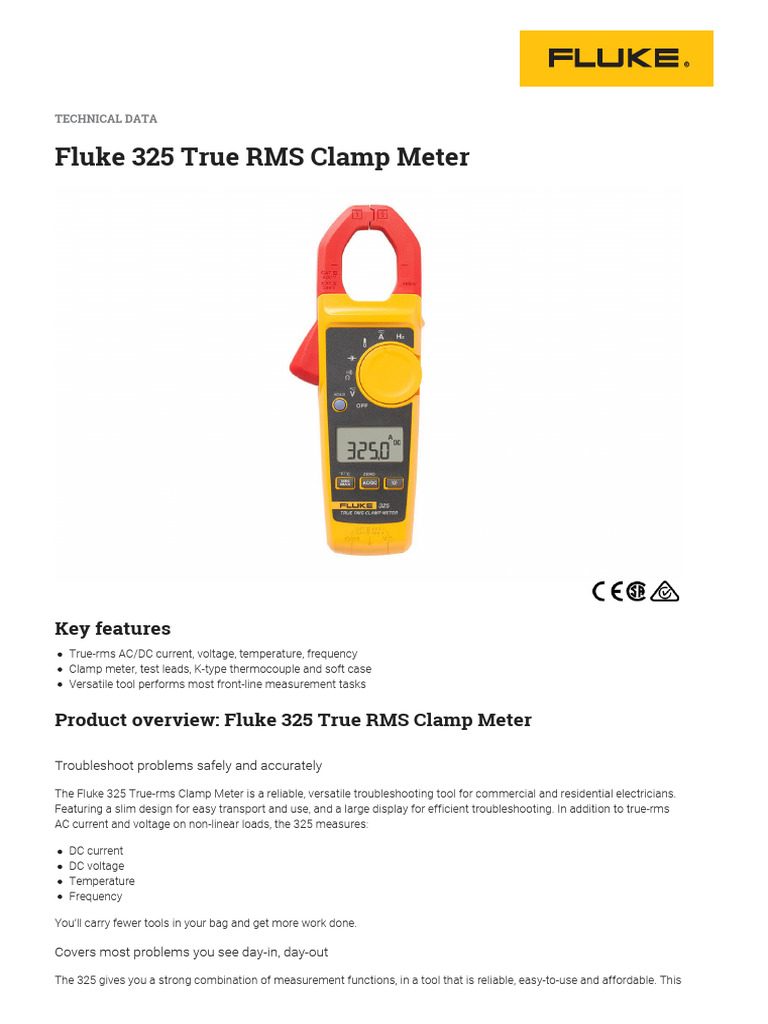 Fluke_325_data_sheet | PDF | Alternating Current | Electrical Engineering