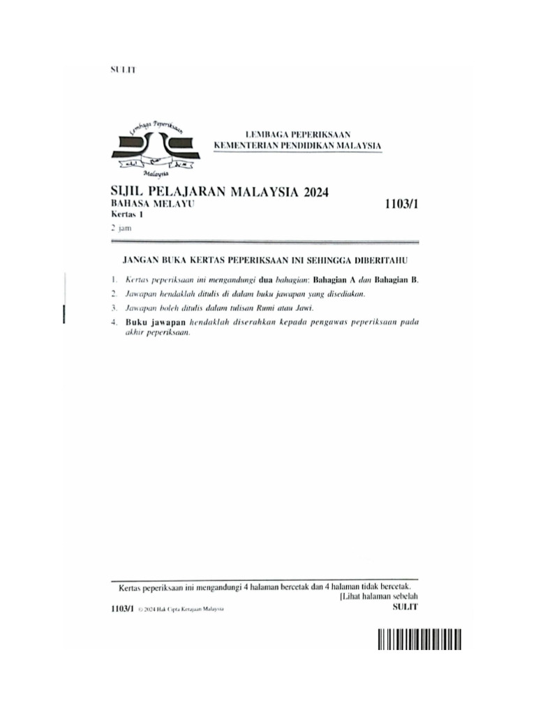 SPM Sebenar 2024 K1 | PDF