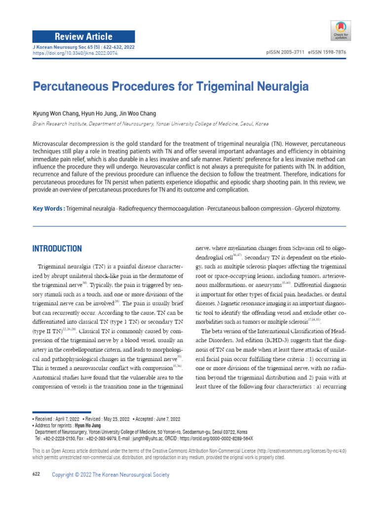 Chang Et Al. - 2022 - Percutaneous Procedures For Trigeminal Neuralgia ...