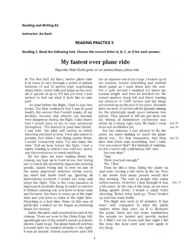 Reading and Writing B2 - Practice 5 | PDF