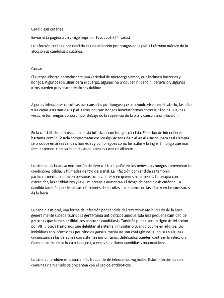 Candidiasis Cutánea: Causas y Tratamiento | PDF | Candidiasis ...