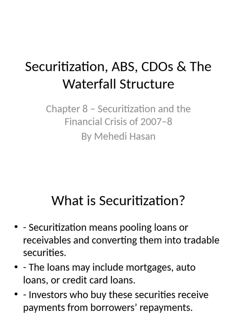 Securitization ABS CDOs Waterfall Presentation | PDF