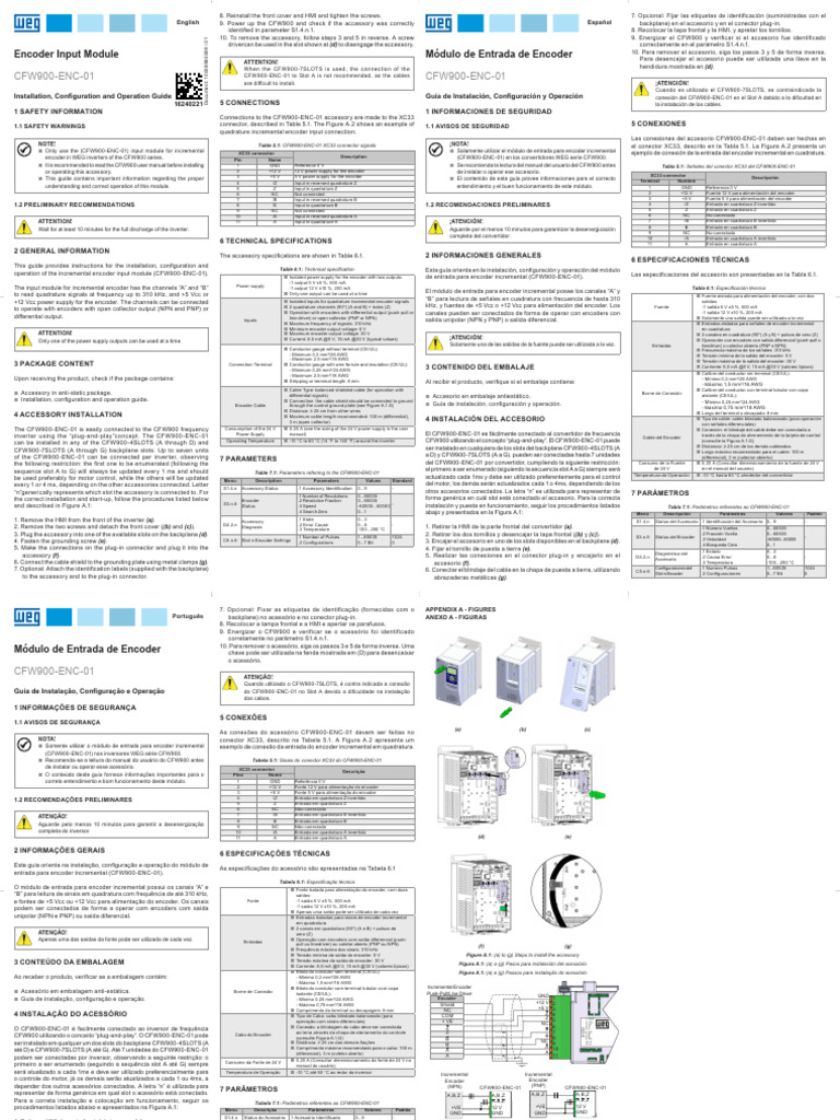 WEG CFW900 ENC 01 Encoder Input Module 10008985599 PT en Es | PDF ...