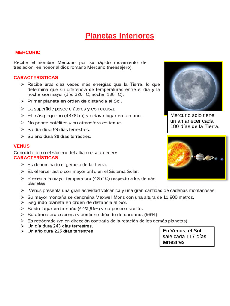 Características de los Planetas del Sistema Solar | PDF | Neptuno | Saturno