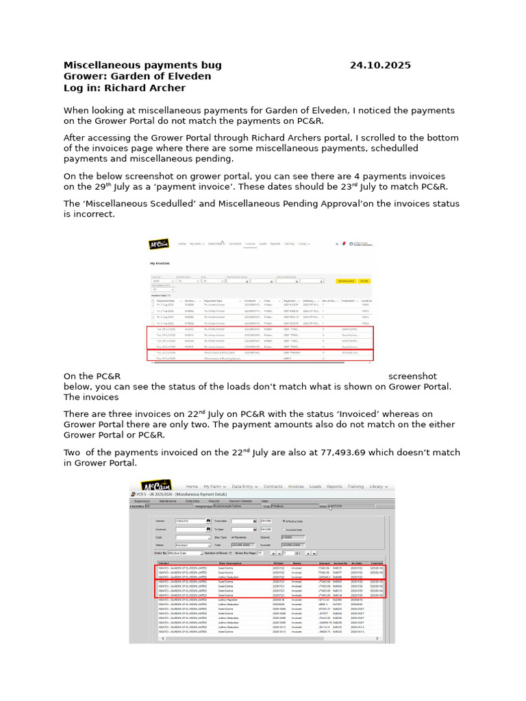 Miscellaneous Payments Bug | PDF