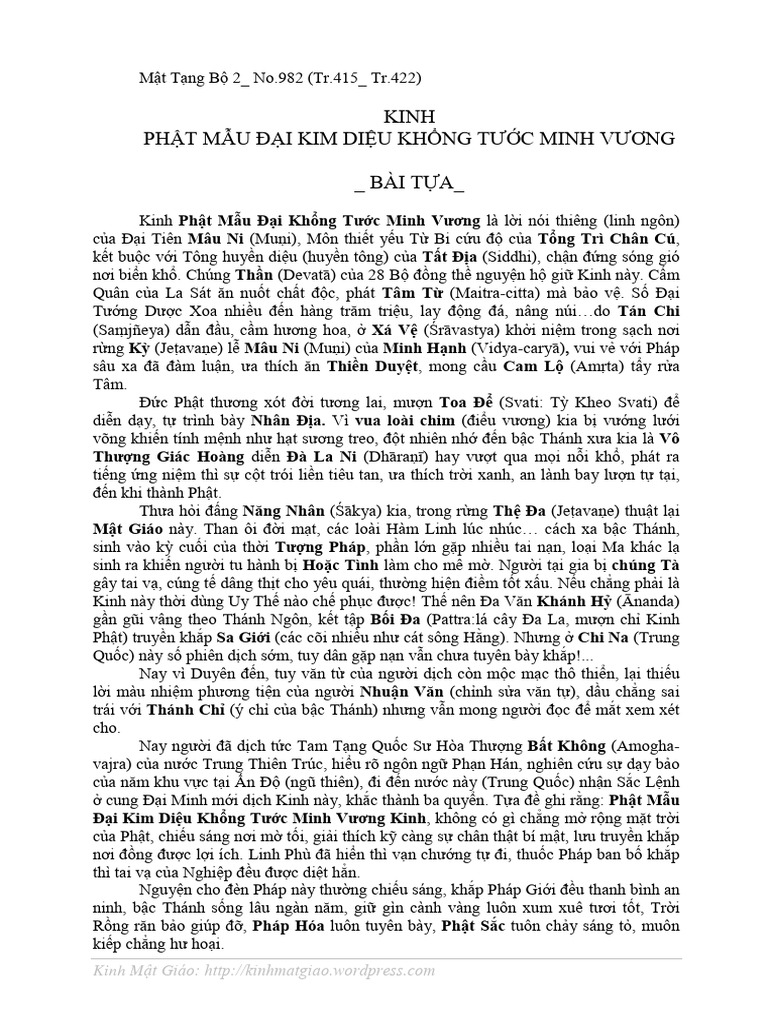 no-982 - 1-KINH PHẬT MẪU ĐẠI KIM DIỆU KHỔNG TƯỚC MINH VƯƠNG | PDF