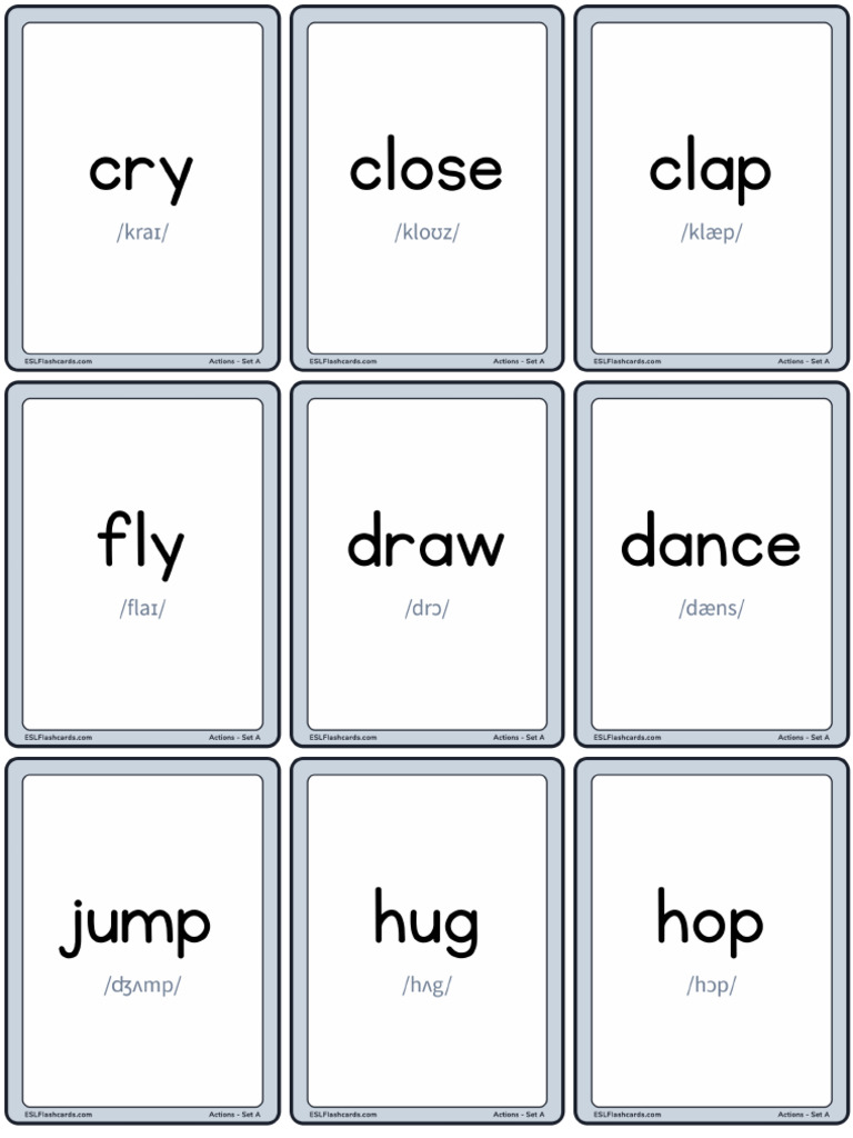 Actions Set a Small Word Cards With Ipa | PDF