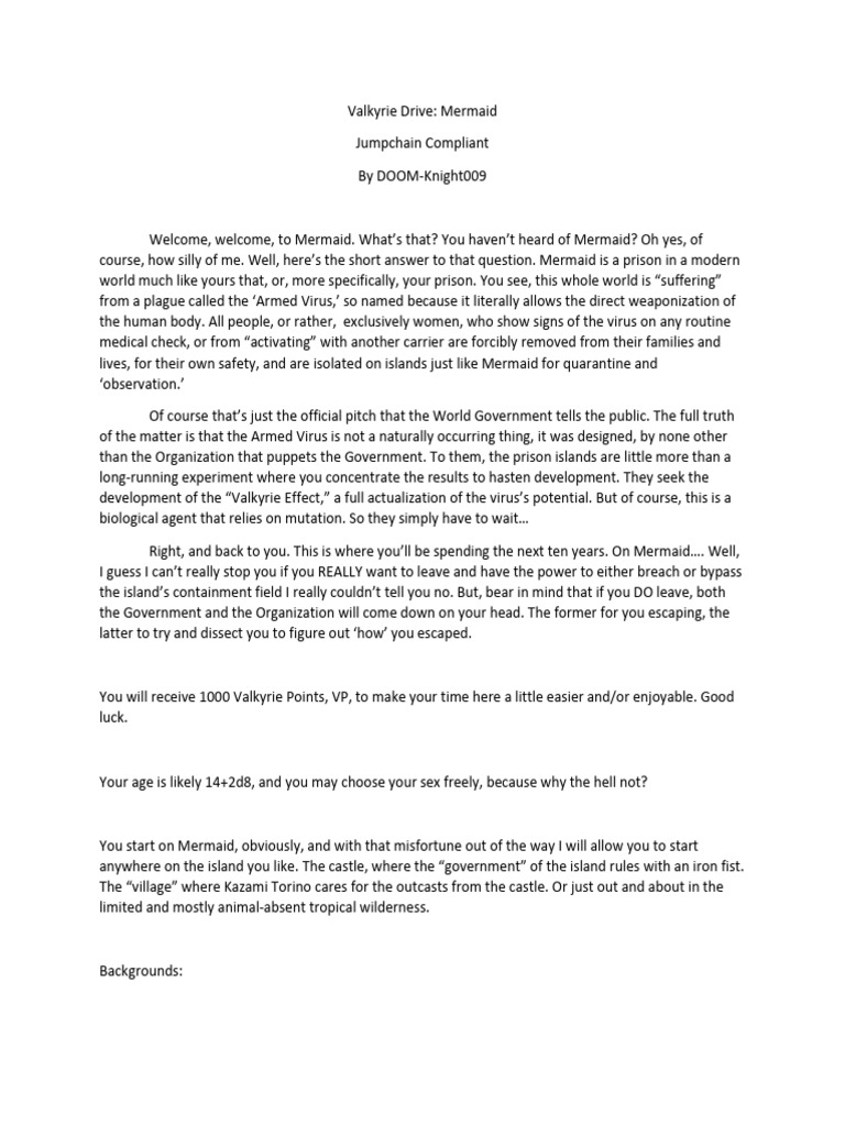 Mermaid Drive: A Jumpchain Guide | PDF